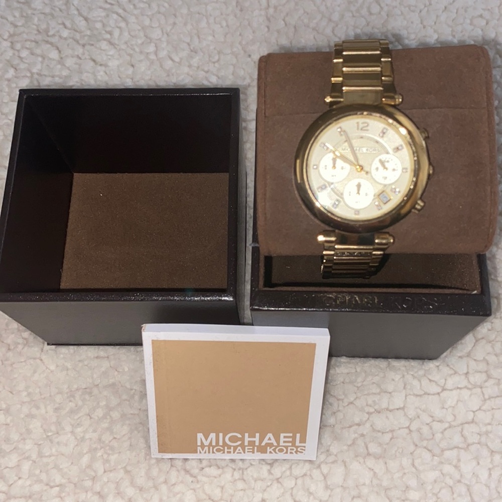 Michael Kors Women’s Chronograph Parker Gold Tone Wat… - Gem